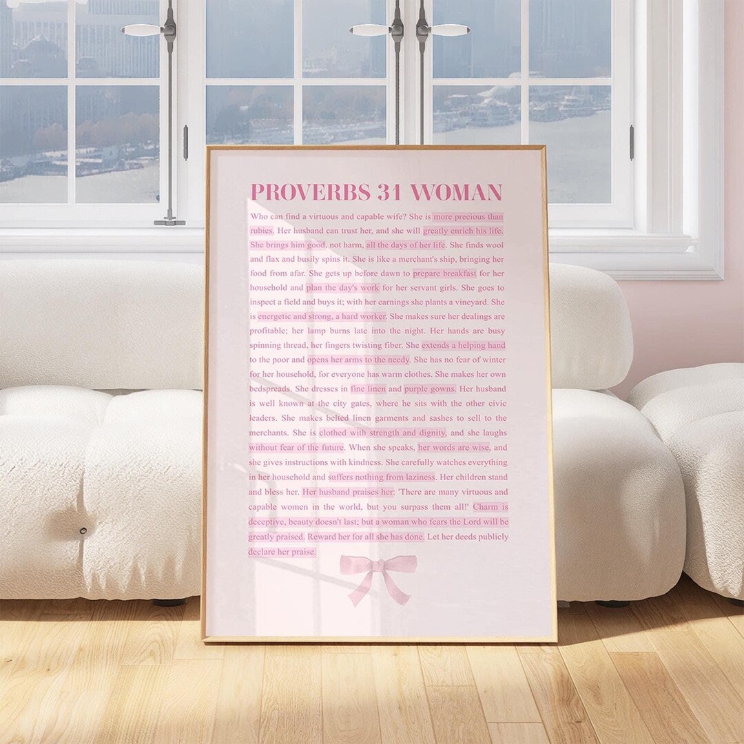 Proverbs 31 Woman Wall Art Pink Christian Wall Art Bible Verse Wall Art ...