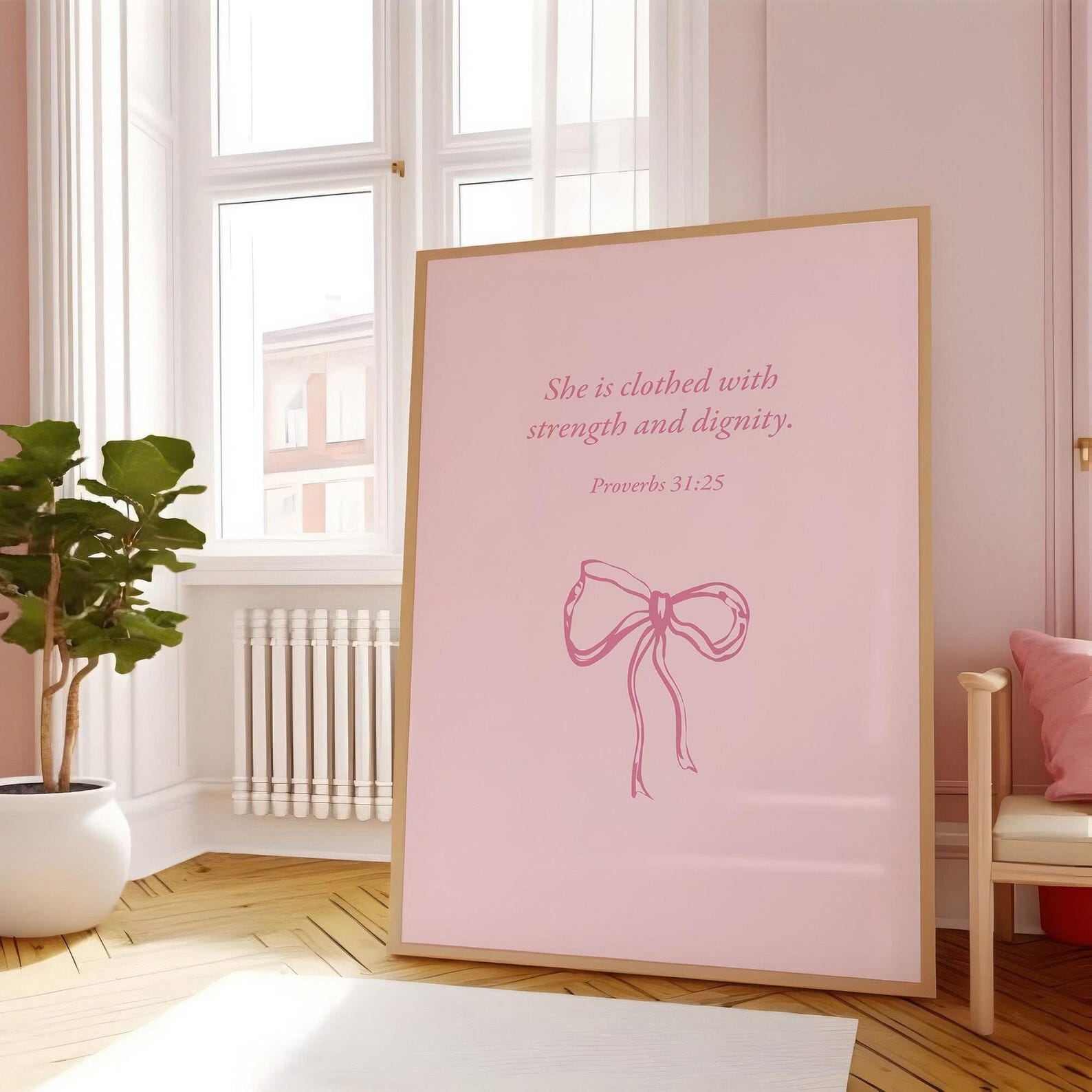 Proverbs 31:25 Wall Art Pink Christian Wall Art Girly Bible Verses ...