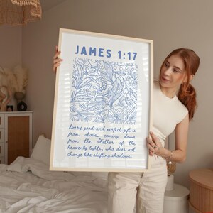 James 1 13 Art Blue Christian Wall Art Modern Christian Art Biblical ...