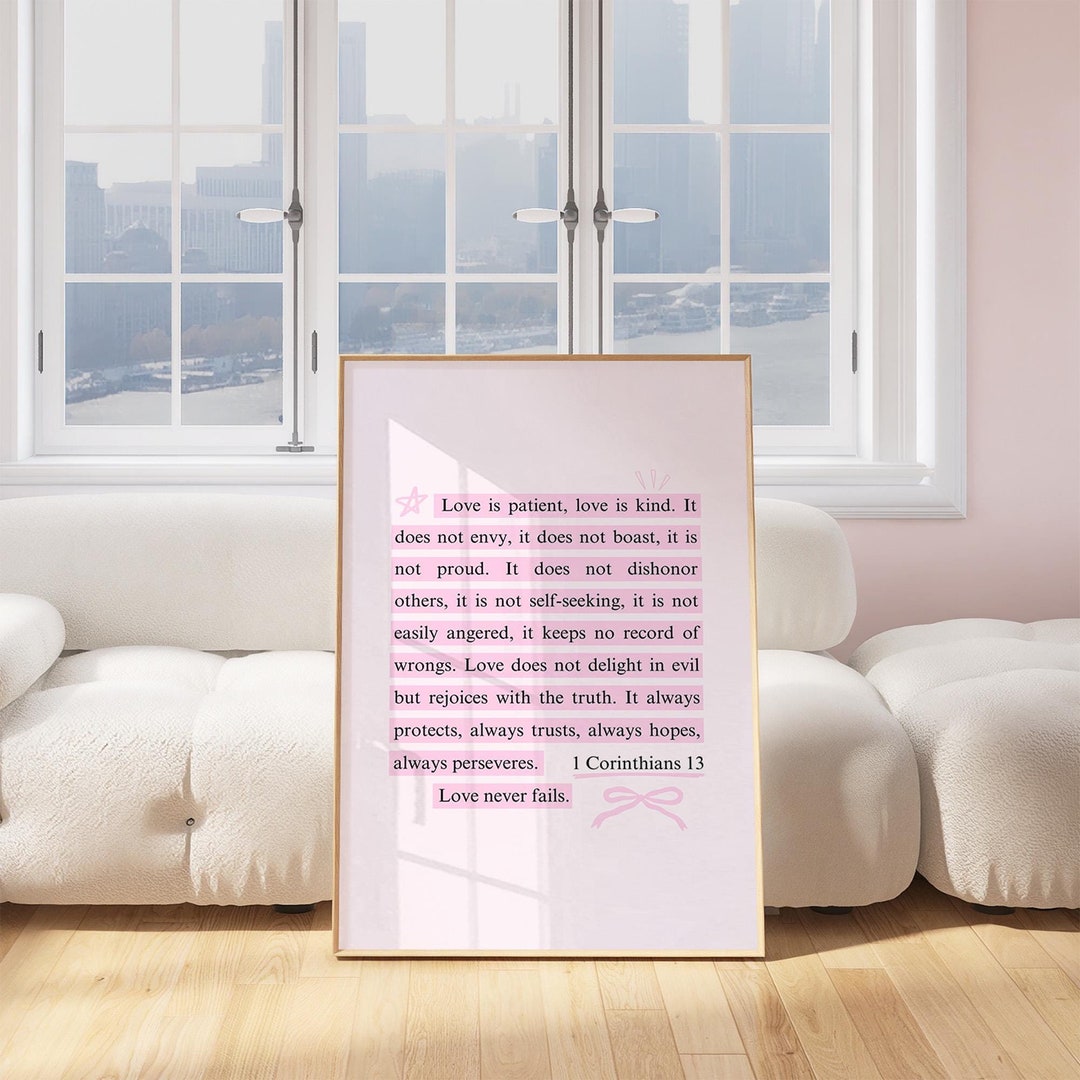 1 Corinthians 13 Wall Art Pink Christian Wall Art Girly Bible Verses ...