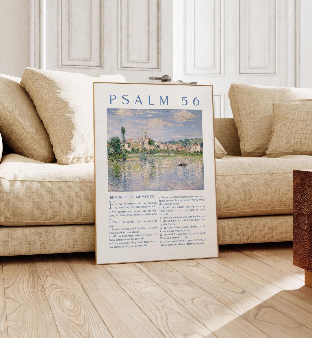 Psalm 56 Wall Art Psalm Poster Vintage Christian Wall Art Impressionism ...