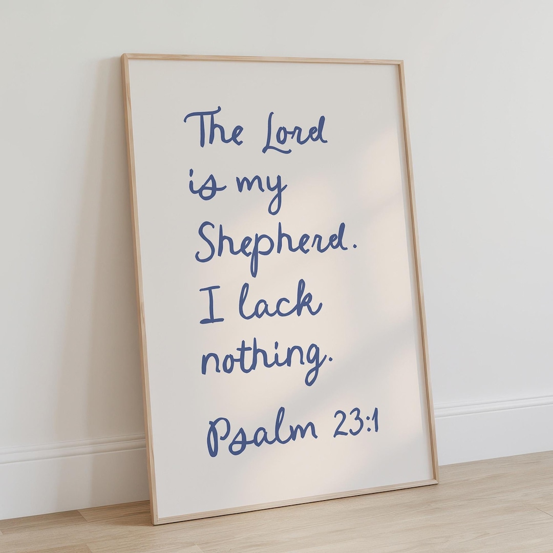 Psalm 23 Wall Art the Lord is My Shepherd Blue Christian Wall Art Bible ...