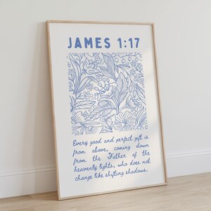 James 1 13 Art Blue Christian Wall Art Modern Christian Art Biblical ...