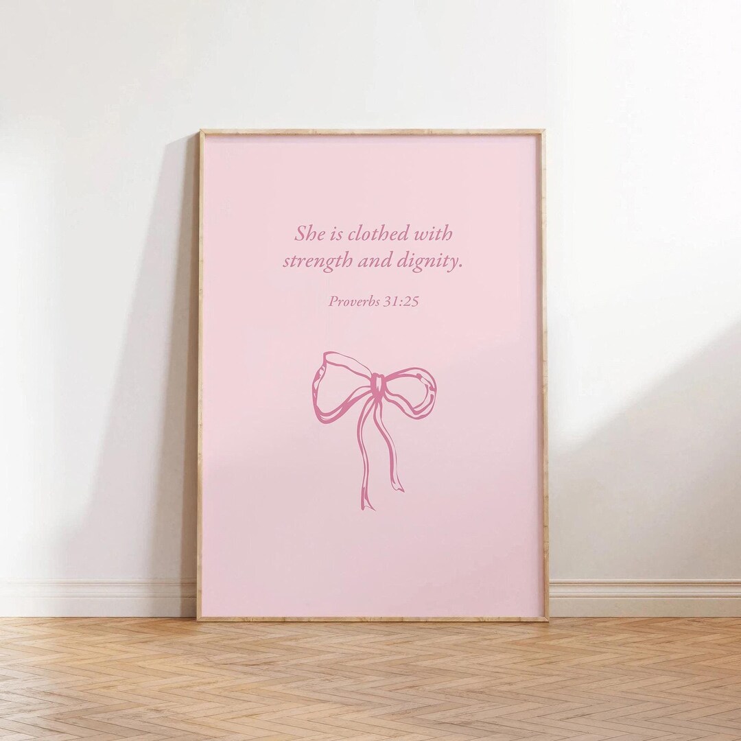 Proverbs 31:25 Wall Art Pink Christian Wall Art Girly Bible Verses ...