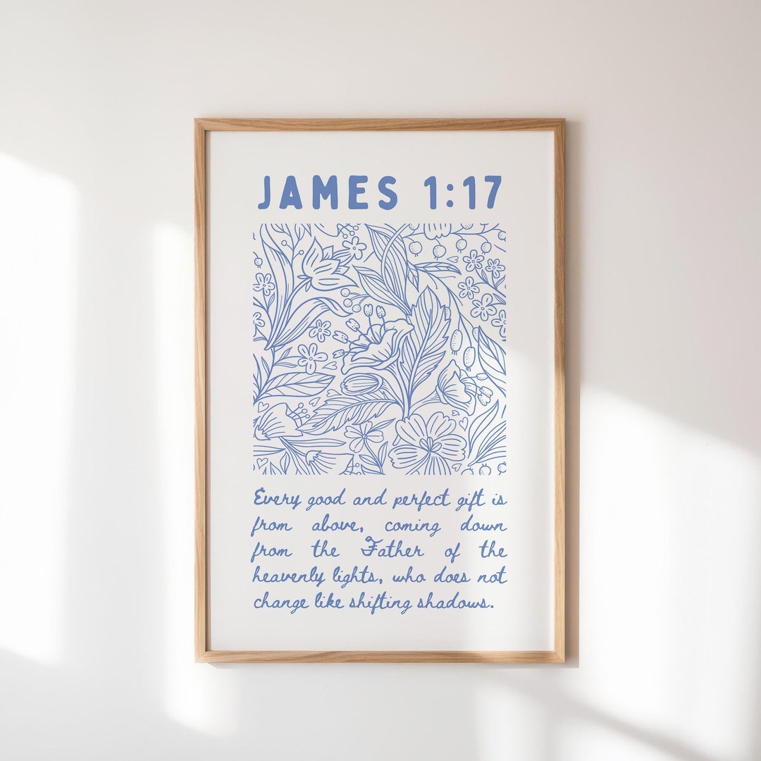 James 1 13 Art Blue Christian Wall Art Modern Christian Art Biblical ...