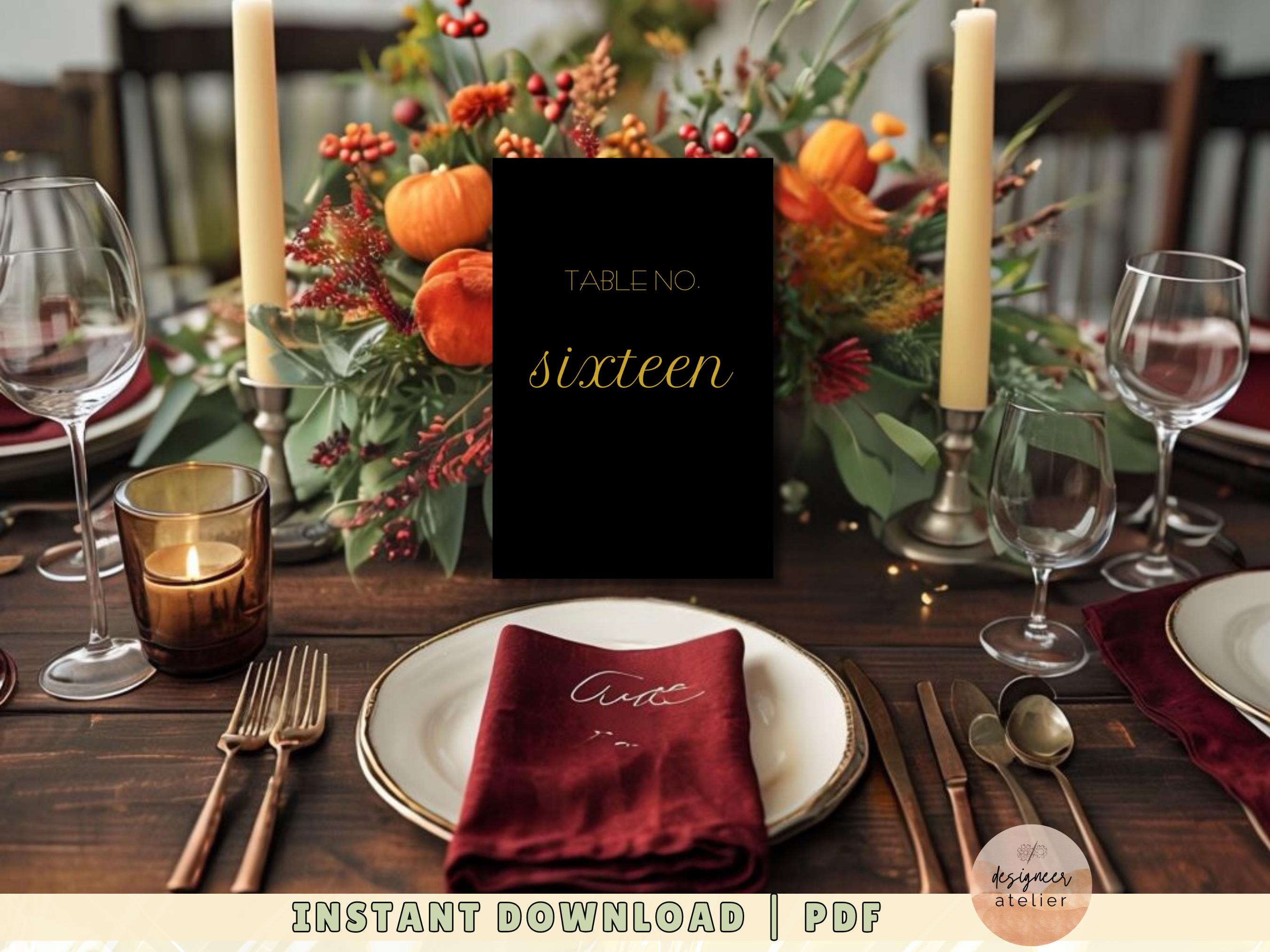 Modern Table Numbers Wedding Gold and Black Script Table Numbers ...