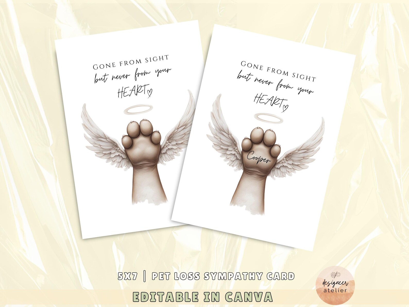 Pet Loss Sympathy Card 5x7 Pet Death Dog Condolence Card Template Pets ...