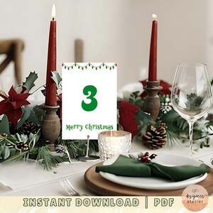 Christmas Table Numbers Printable 5x7 Table Numbers 1-50 Green Table ...