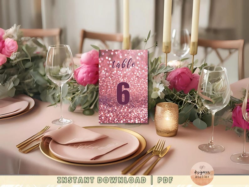 Pink Birthday Table Numbers Printable Reception Modern Table Numbers ...