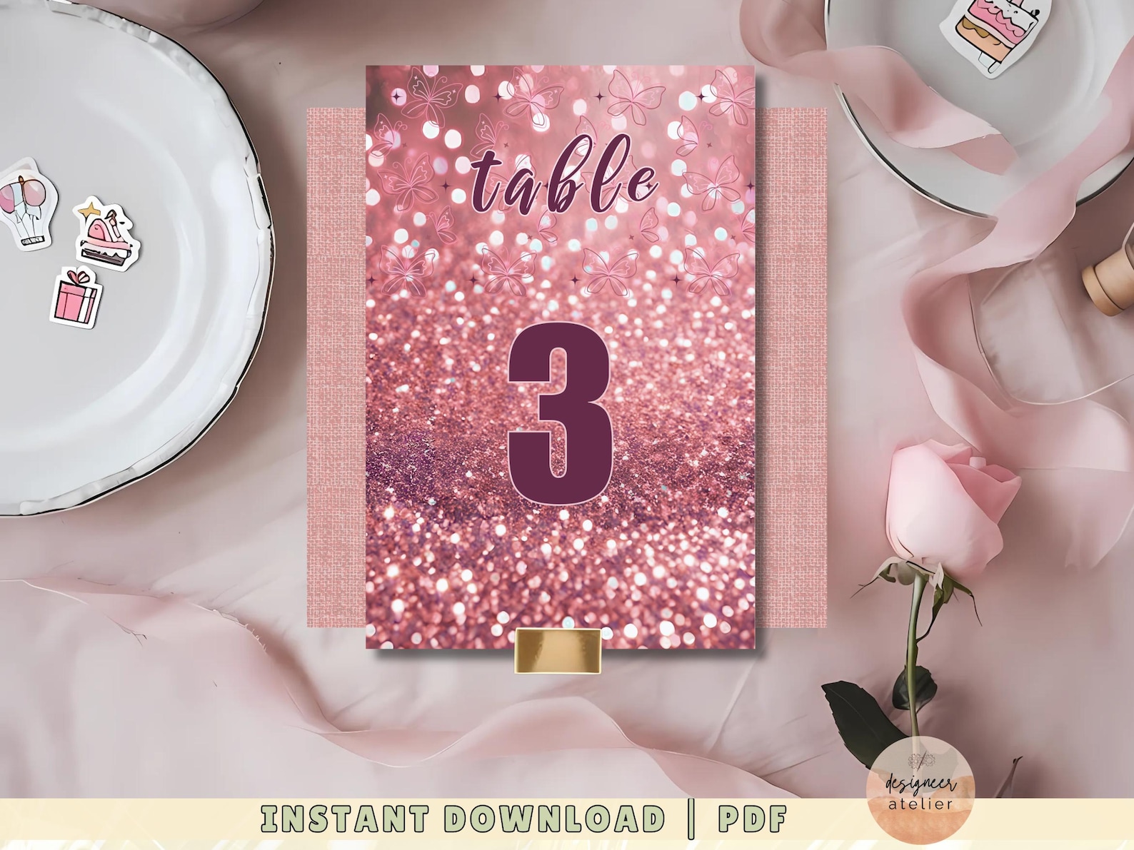 Pink Birthday Table Numbers Printable Reception Modern Table Numbers ...
