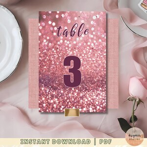 Pink Birthday Table Numbers Printable Reception Modern Table Numbers ...