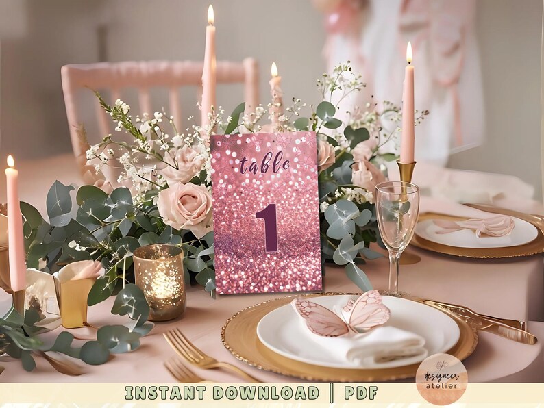 Pink Birthday Table Numbers Printable Reception Modern Table Numbers ...