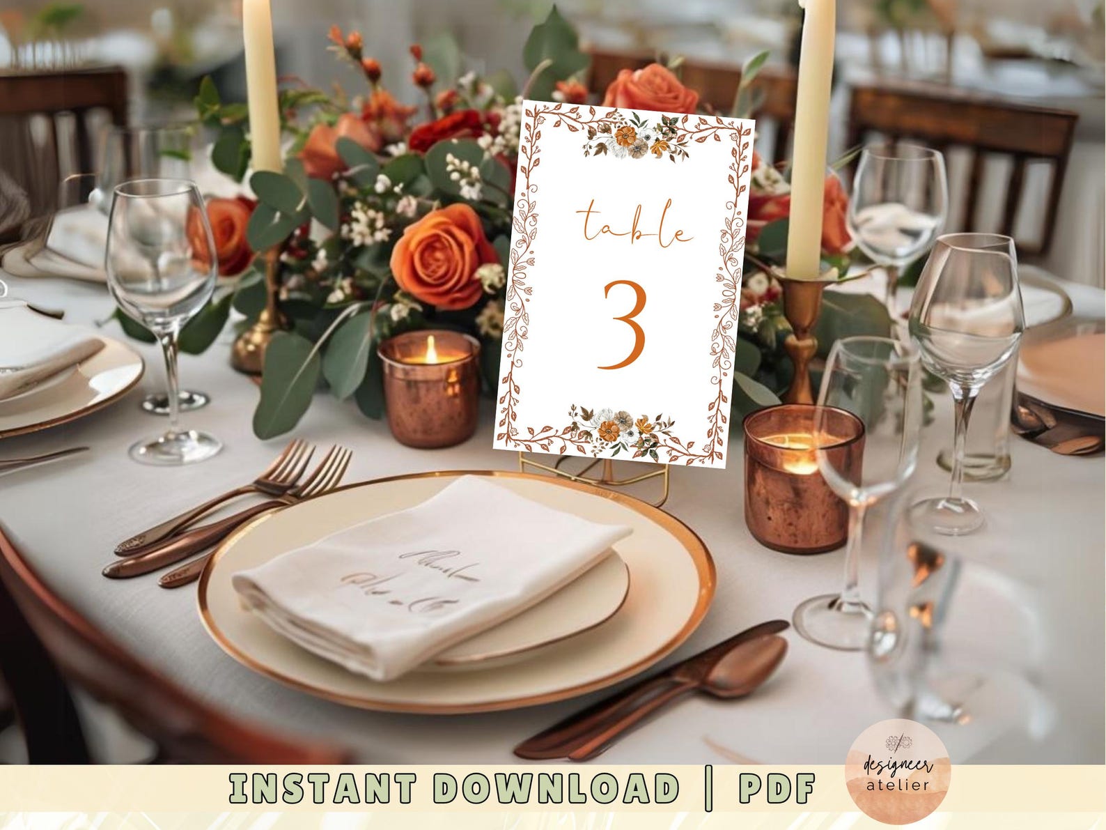 Rustic Table Numbers Printable 5x7 Fall Table Numbers 4x6 Luxury ...