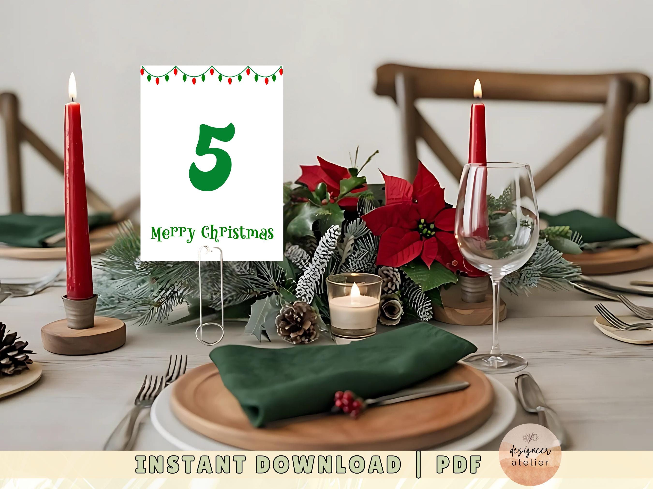 Christmas Table Numbers Printable 5x7 Table Numbers 1-50 Green Table ...