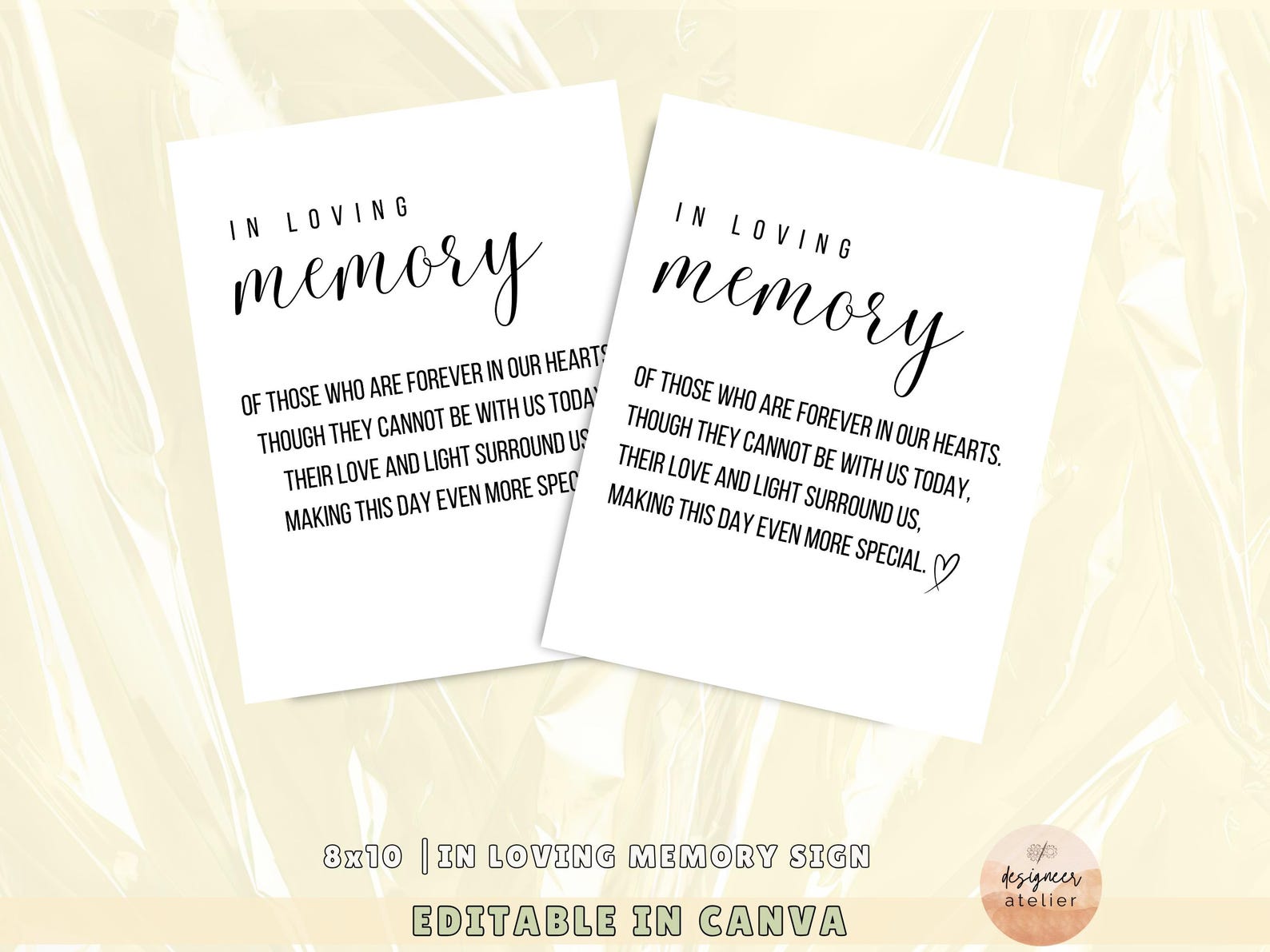 In Loving Memory Wedding Sign Template Memorial Table Signs Forever in ...