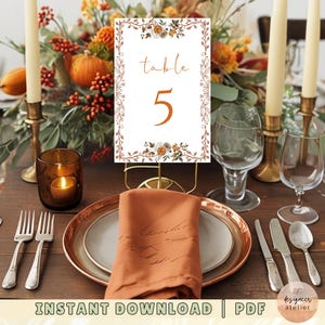 Rustic Table Numbers Printable 5x7 Fall Table Numbers 4x6 Luxury ...