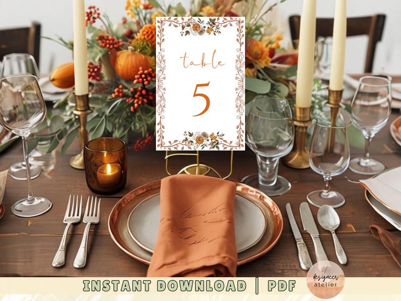 Rustic Table Numbers Printable 5x7 Fall Table Numbers 4x6 Luxury ...