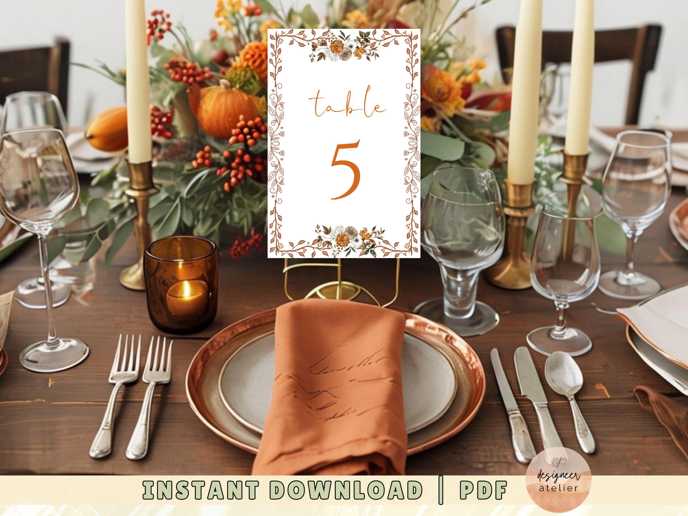 Rustic Table Numbers Printable 5x7 Fall Table Numbers 4x6 Luxury ...