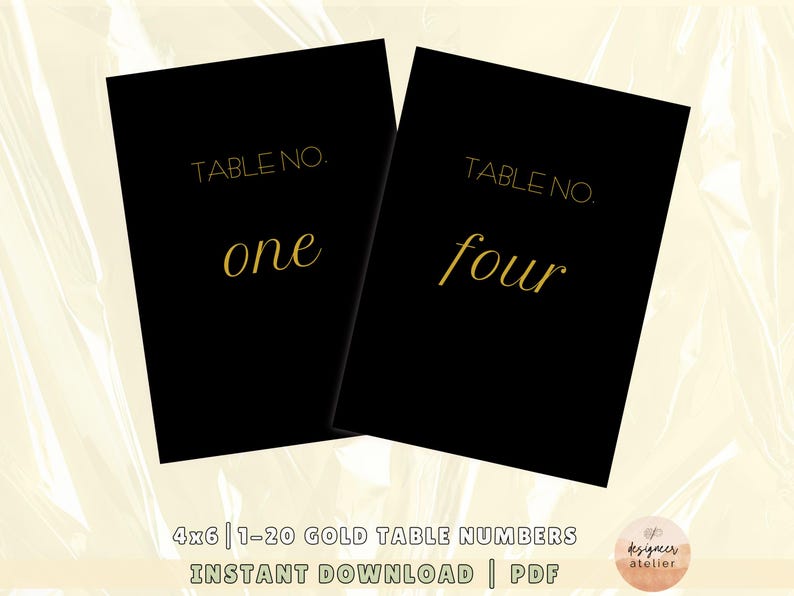 Modern Table Numbers Wedding Gold and Black Script Table Numbers ...