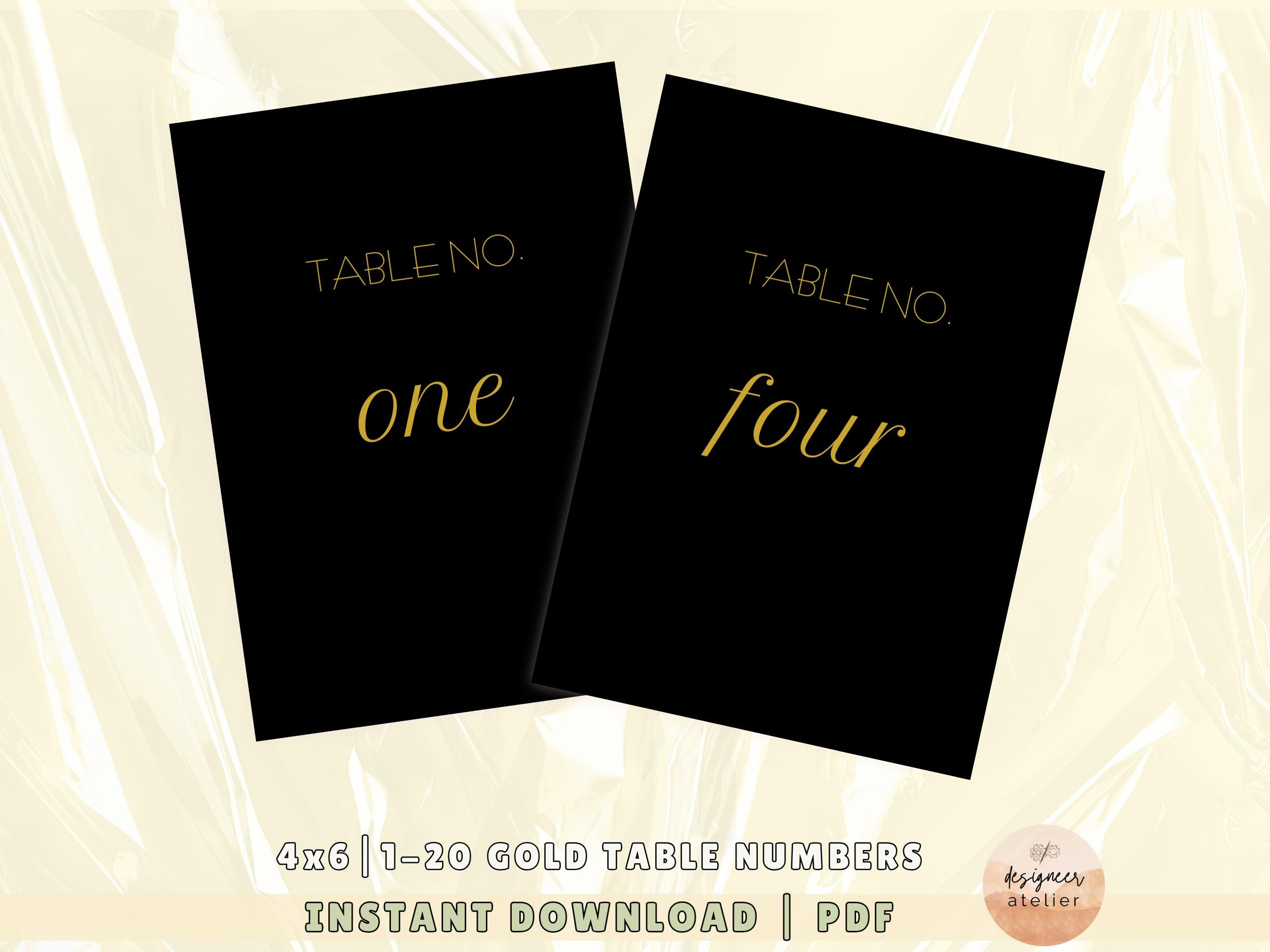 Modern Table Numbers Wedding Gold and Black Script Table Numbers ...