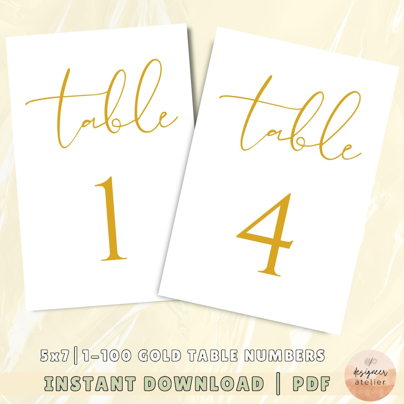 Gold Table Numbers - Etsy