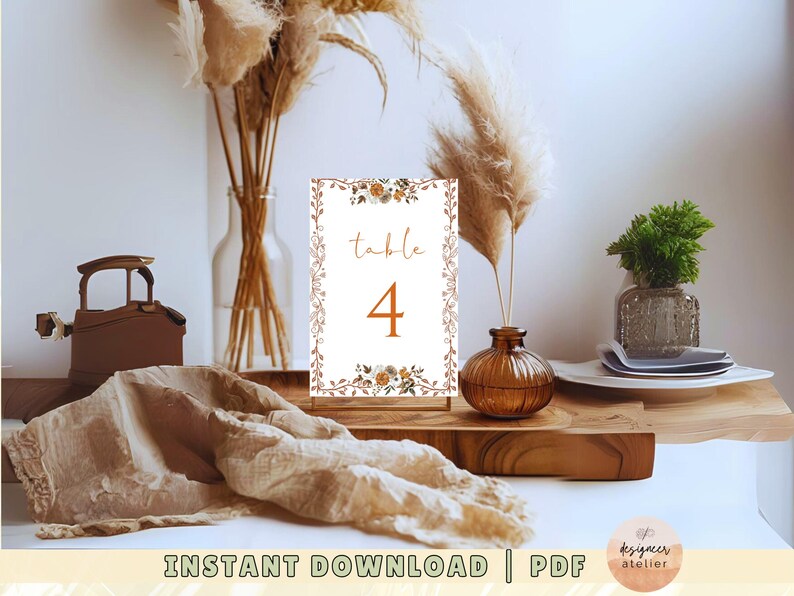 Rustic Table Numbers Printable 5x7 Fall Table Numbers 4x6 Luxury ...