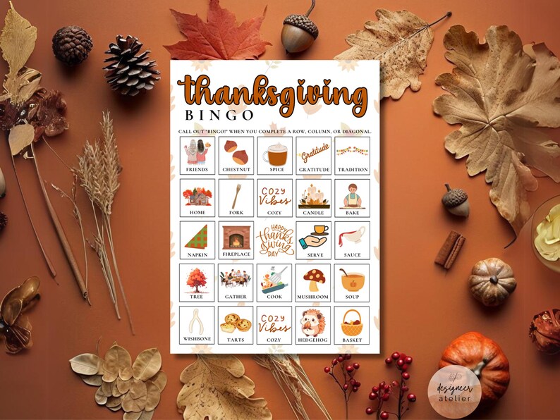 Thanksgiving Bingo Game Cards Printable Kids Activity Thanksgiving ...