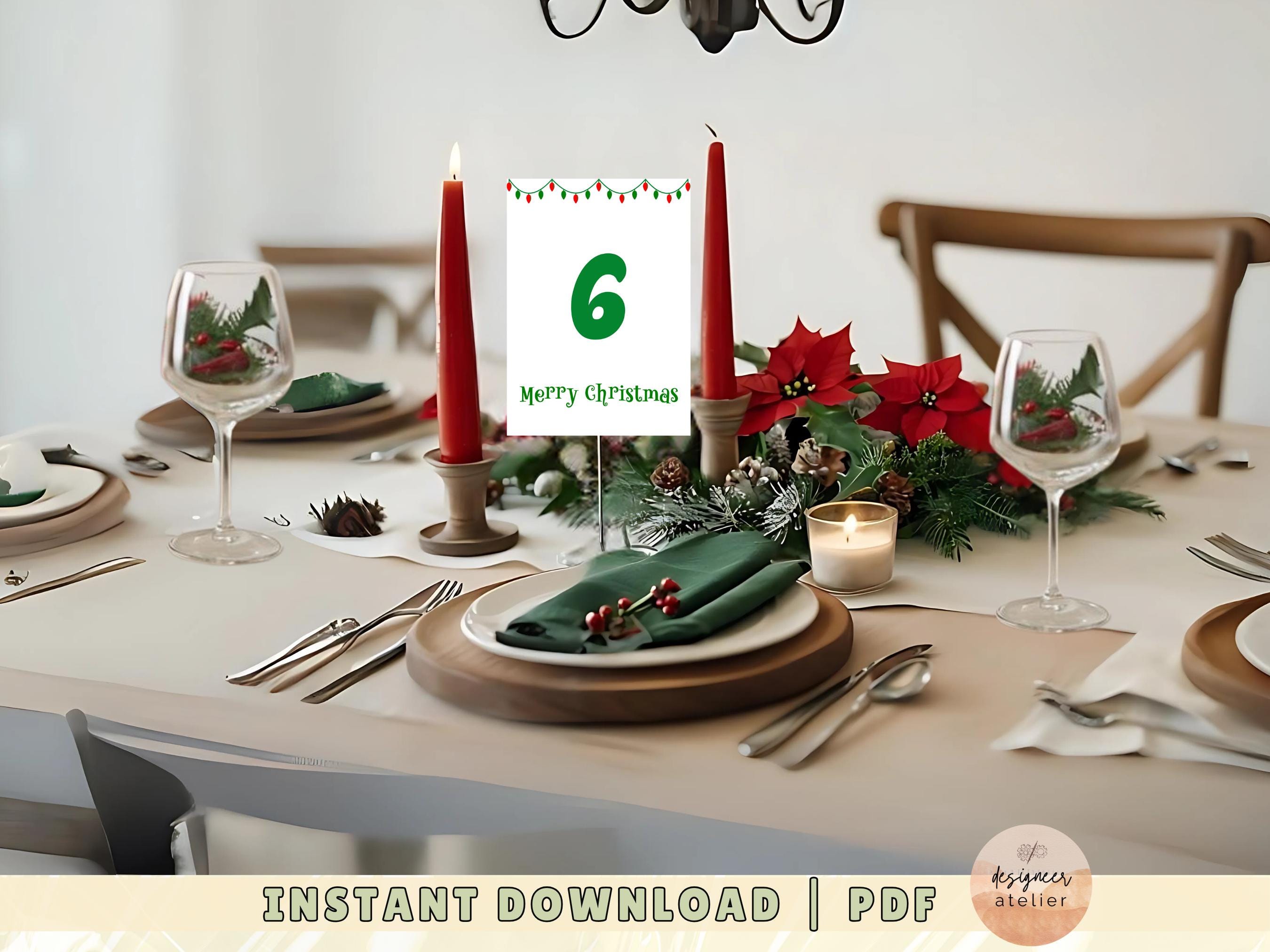 Christmas Table Numbers Printable 5x7 Table Numbers 1-50 Green Table ...