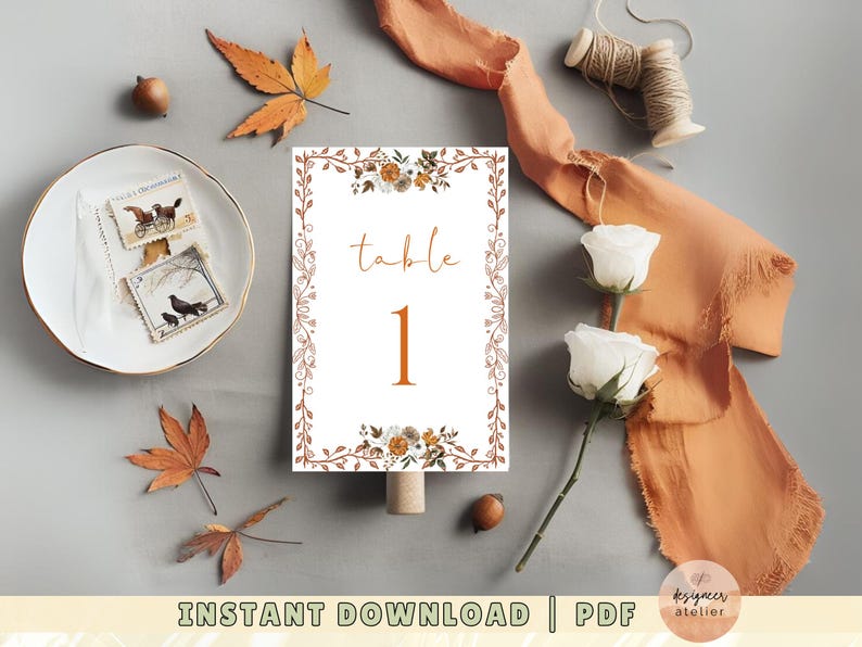 Rustic Table Numbers Printable 5x7 Fall Table Numbers 4x6 Luxury ...