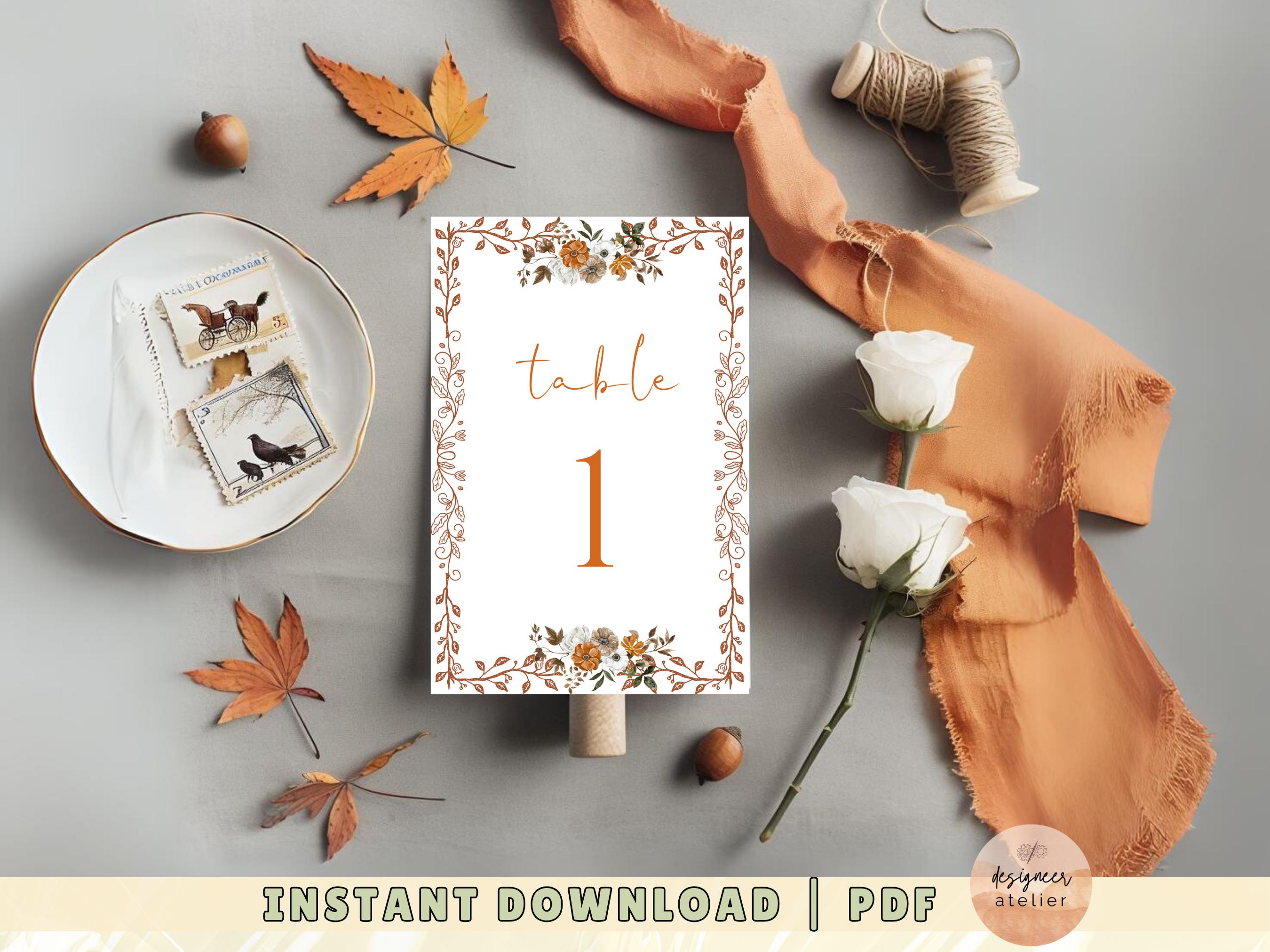 Rustic Table Numbers Printable 5x7 Fall Table Numbers 4x6 Luxury ...