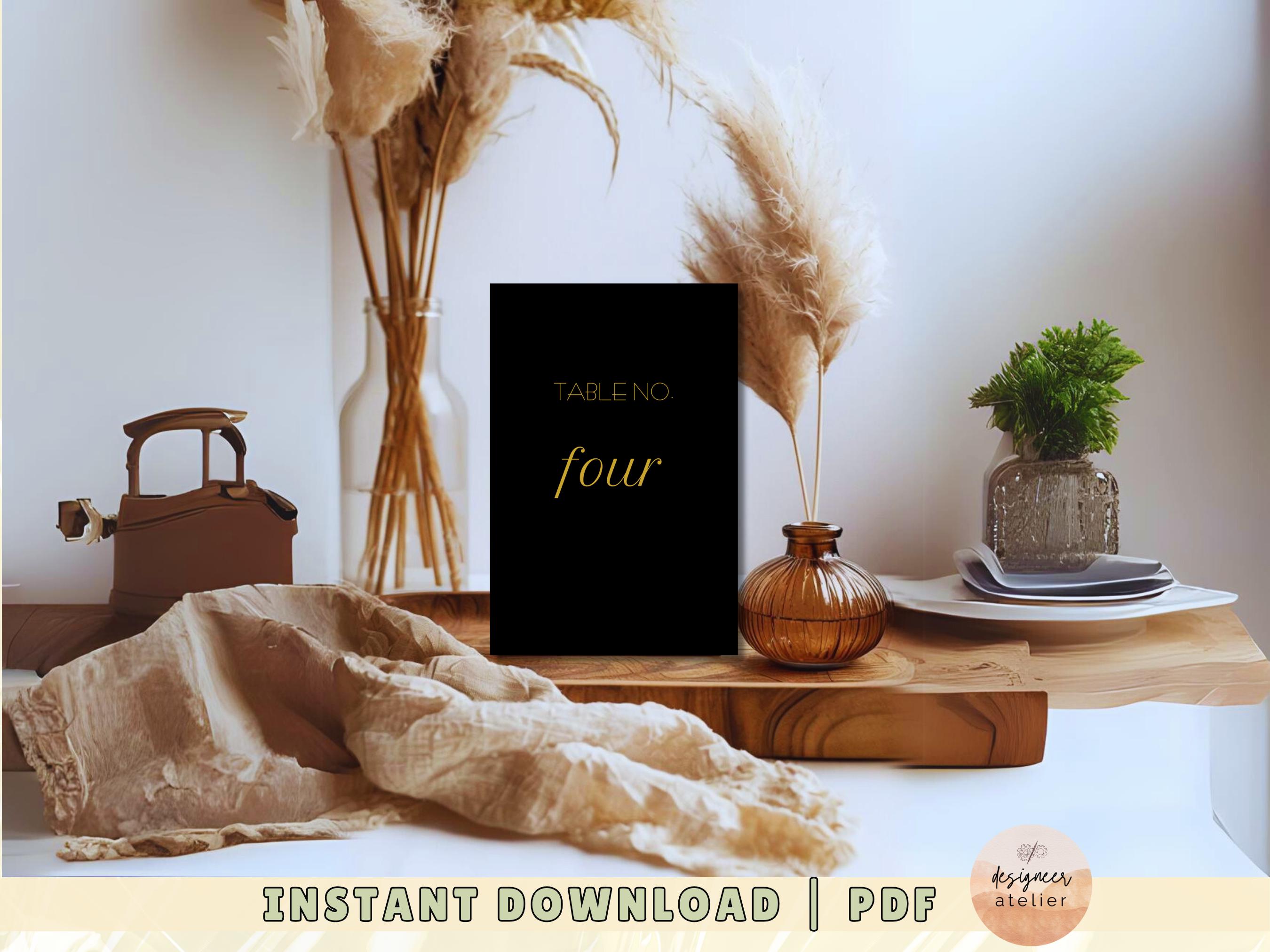 Modern Table Numbers Wedding Gold and Black Script Table Numbers ...