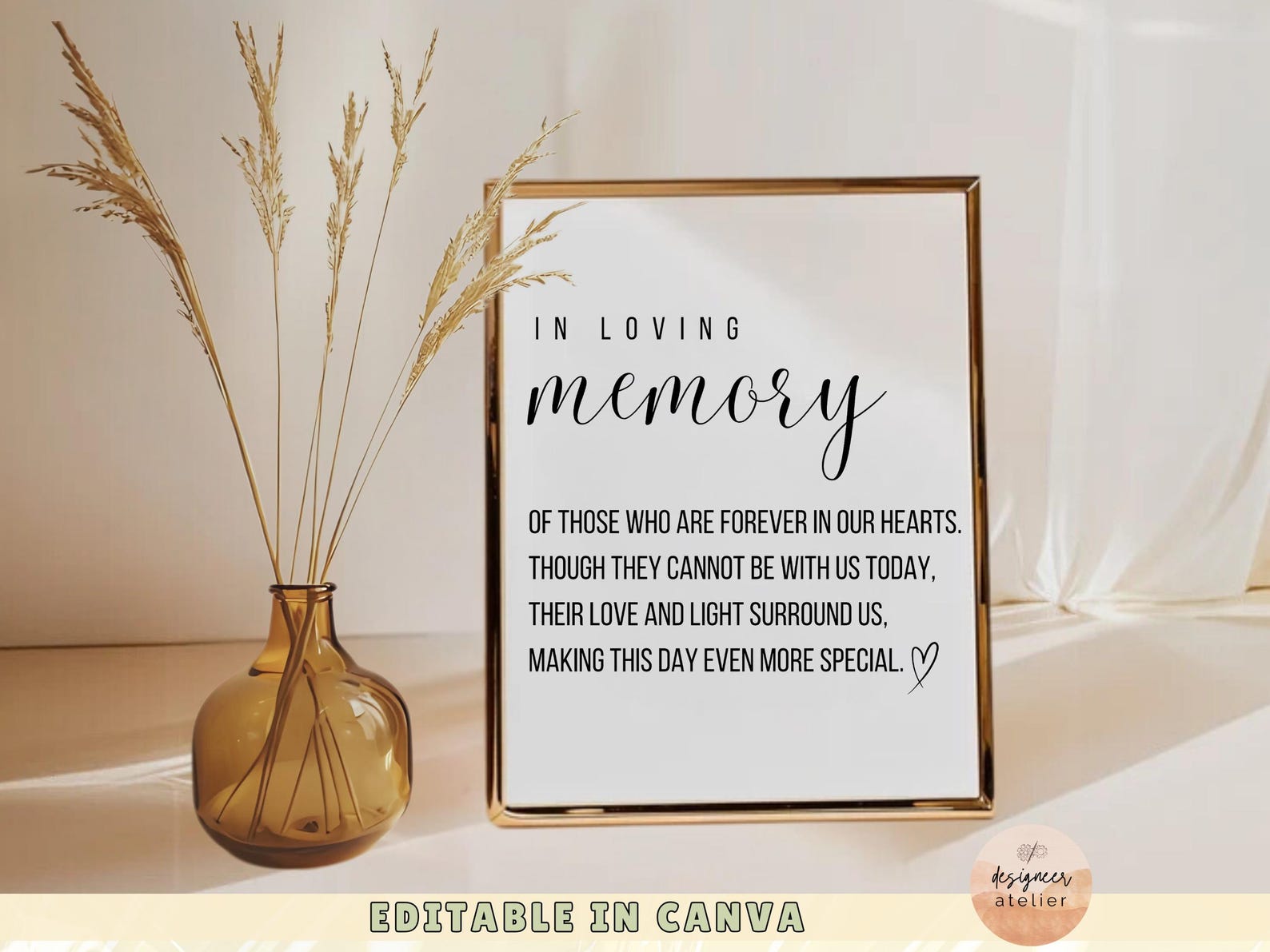 In Loving Memory Wedding Sign Template Memorial Table Signs Forever in ...