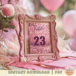 Pink Birthday Table Numbers Printable Reception Modern Table Numbers ...