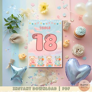 Baby Birthday Table Numbers Printable Baby Shower Table Numbers Sign ...