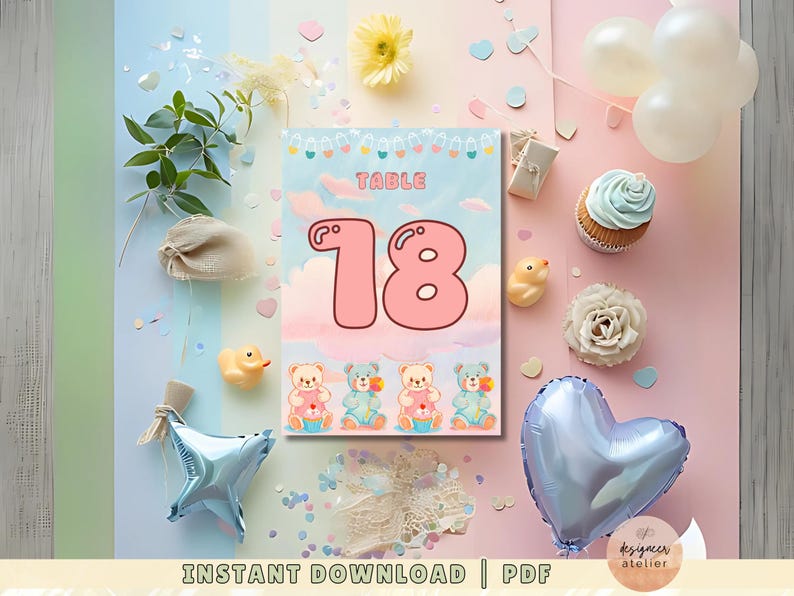 Baby Birthday Table Numbers Printable Baby Shower Table Numbers Sign ...