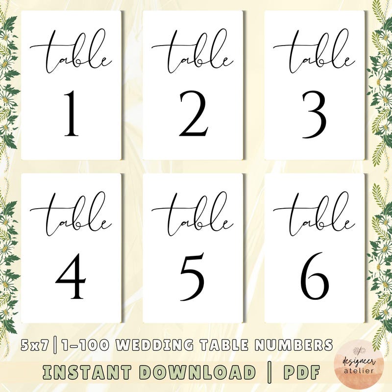 5x7 Table Numbers - Etsy