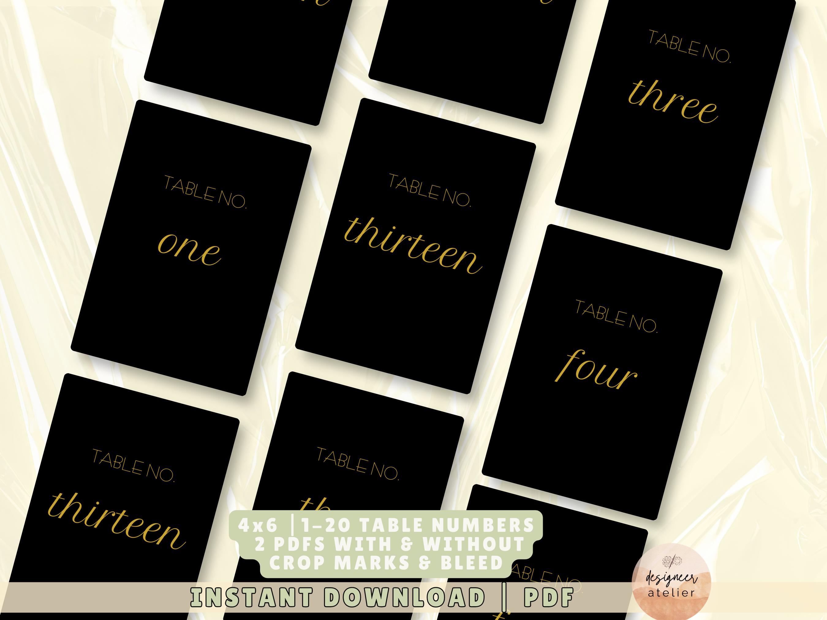 Modern Table Numbers Wedding Gold and Black Script Table Numbers ...