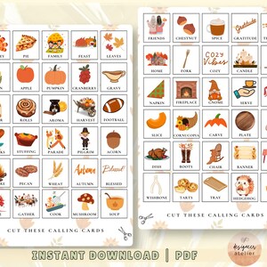 Thanksgiving Bingo Game Cards Printable Kids Activity Thanksgiving ...