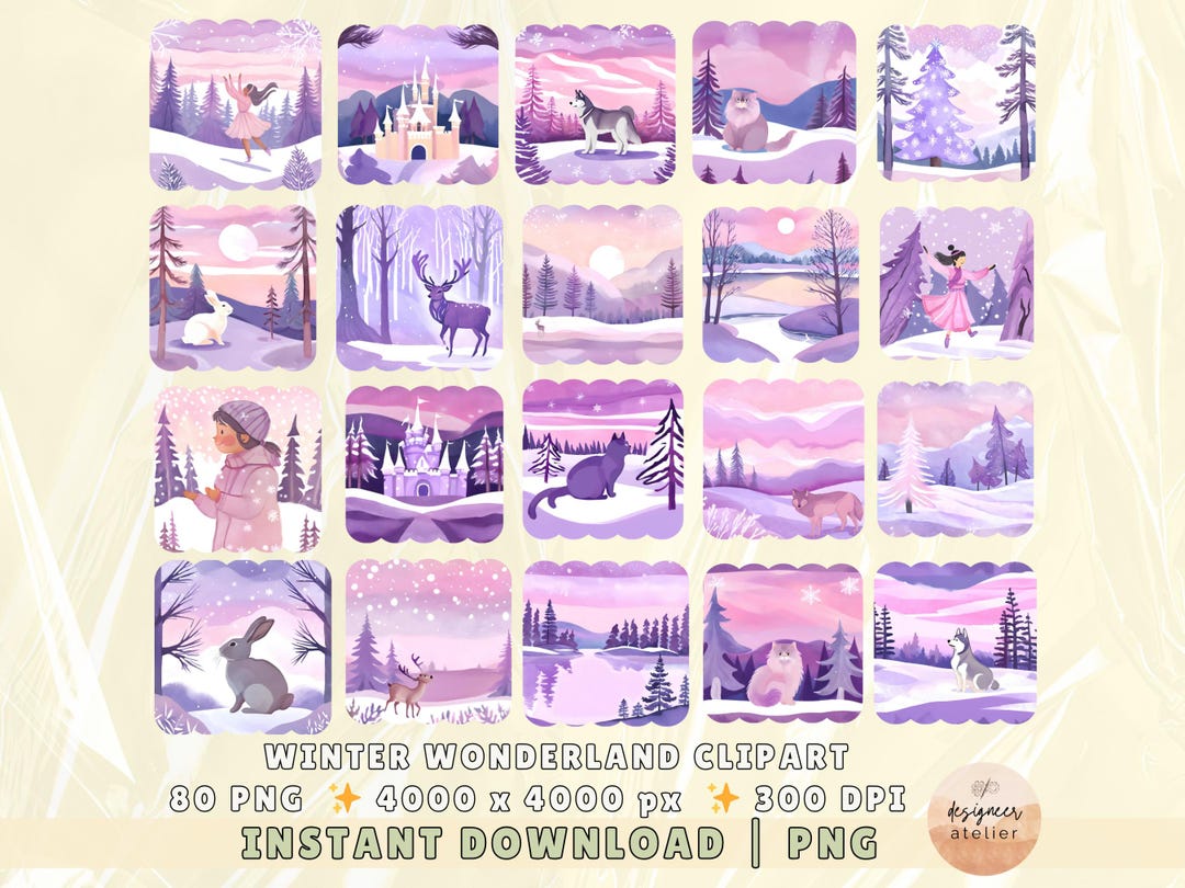 Artful Christmas Winter Scene Clipart Watercolor Cozy Winter Clipart ...
