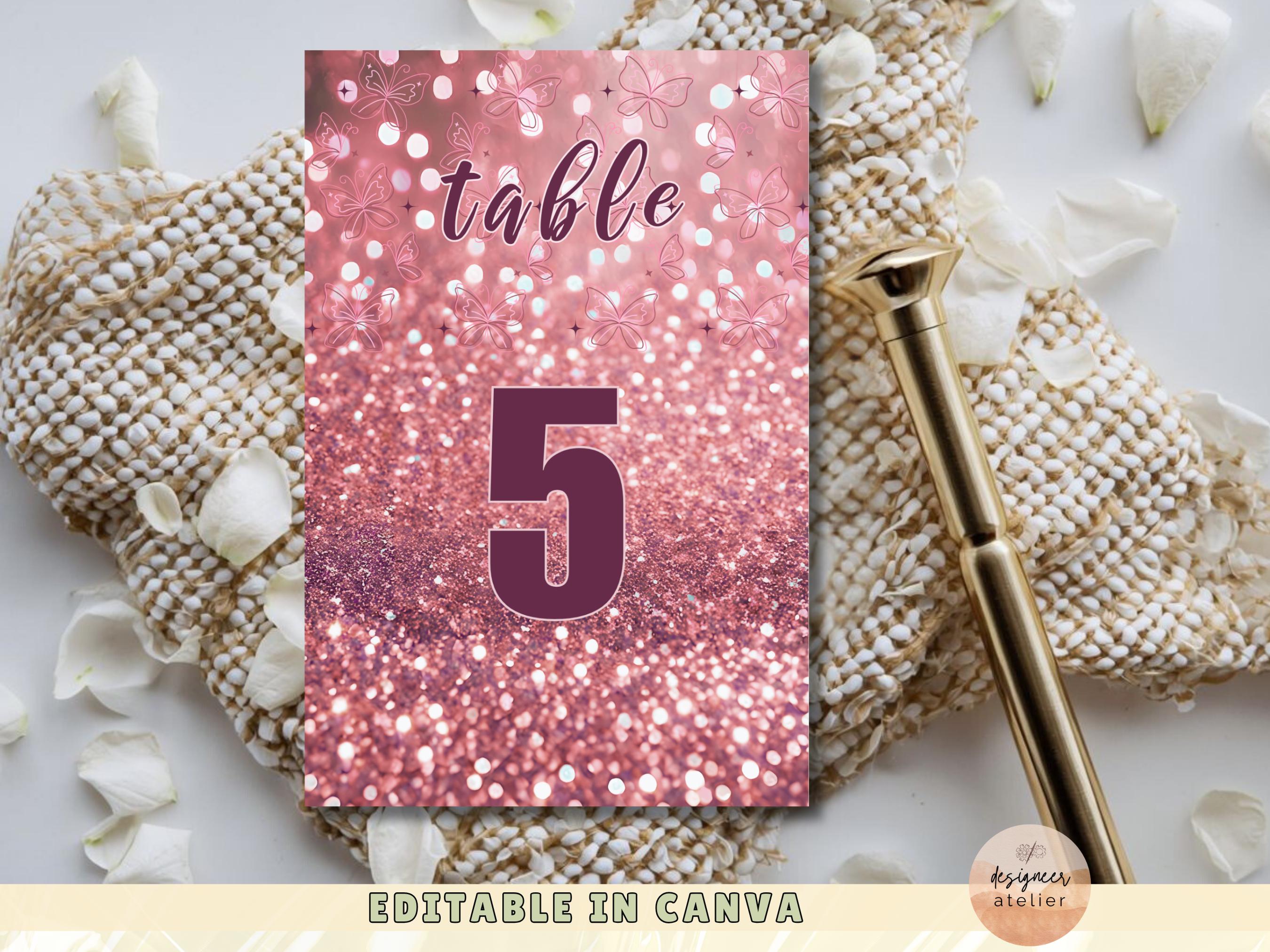 Pink Birthday Table Numbers Printable Reception Modern Table Numbers ...