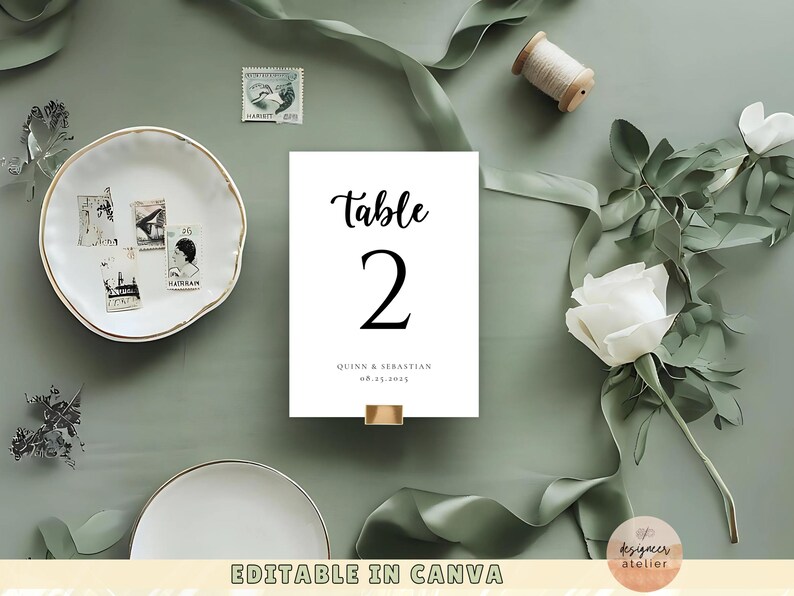 Modern Table Numbers Template 5x7 Table Numbers Set Wedding Minimalist ...