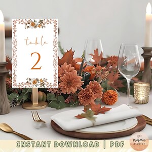 Rustic Table Numbers Printable 5x7 Fall Table Numbers 4x6 Luxury ...