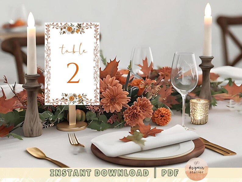 Rustic Table Numbers Printable 5x7 Fall Table Numbers 4x6 Luxury ...