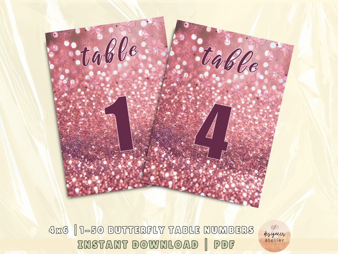 Pink Birthday Table Numbers Printable Reception Modern Table Numbers ...