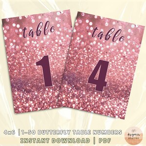 Pink Birthday Table Numbers Printable Reception Modern Table Numbers ...