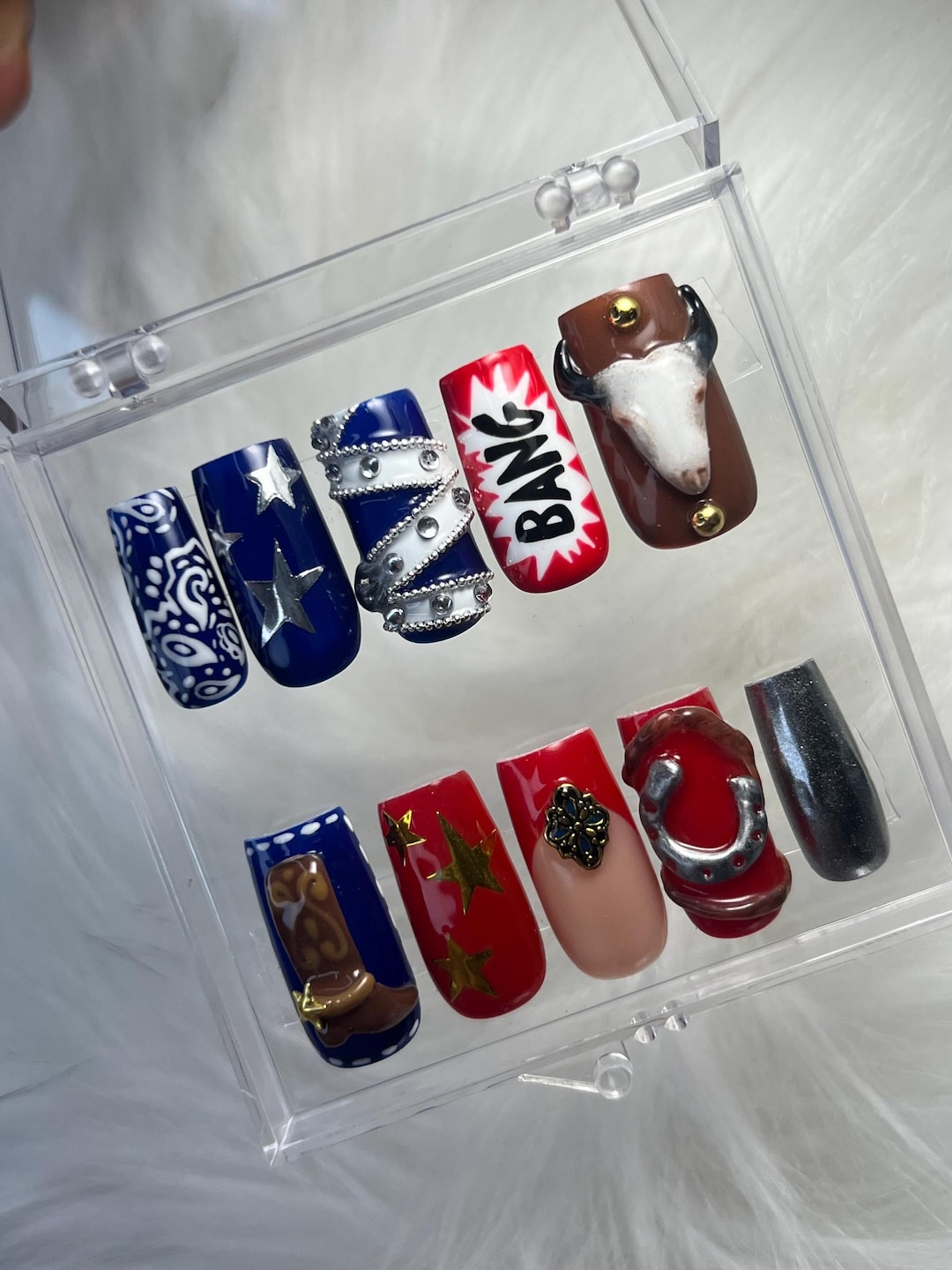 Hand Painted Cowboy Carter Press on Nails – Rodeo Southern Style ...
