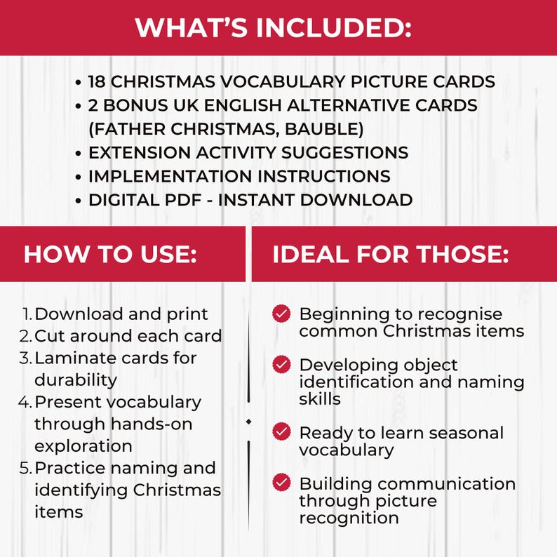 Christmas Vocabulary Cards | Real Photos | Montessori Language ...