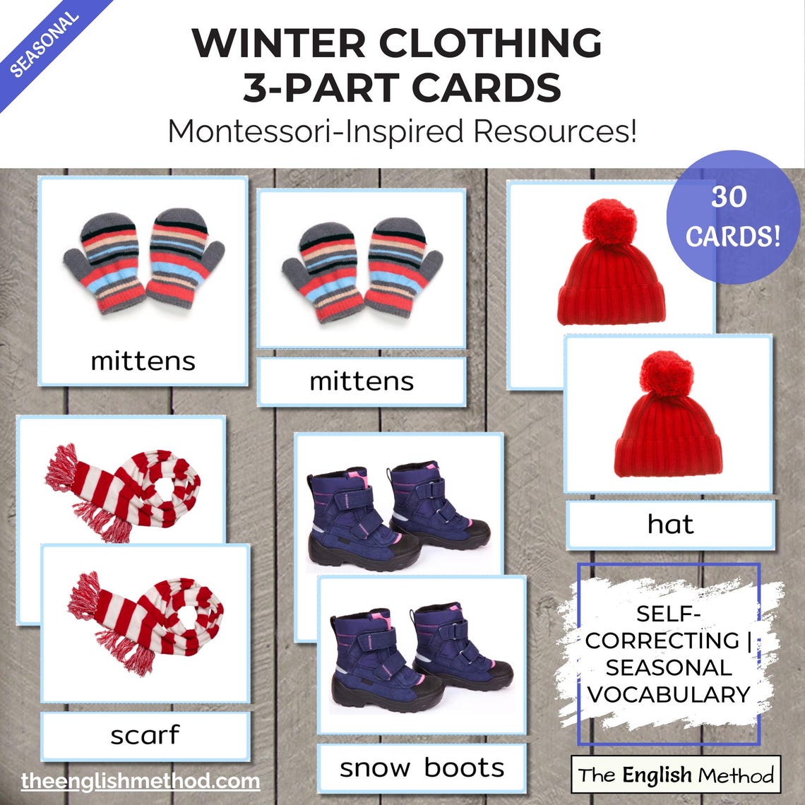 Winter Clothing 3-part Cards | Montessori Language | Real Photos ...