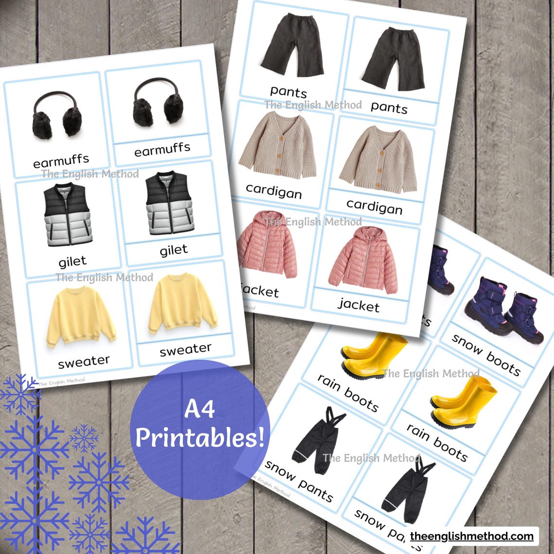 Winter Clothing 3-part Cards | Montessori Language | Real Photos ...