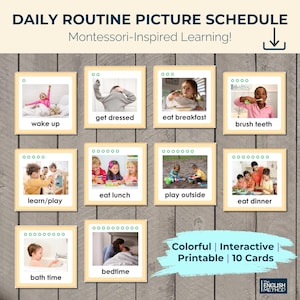 Daily Routine Picture Schedule | Montessori-inspired | Printable Visual ...